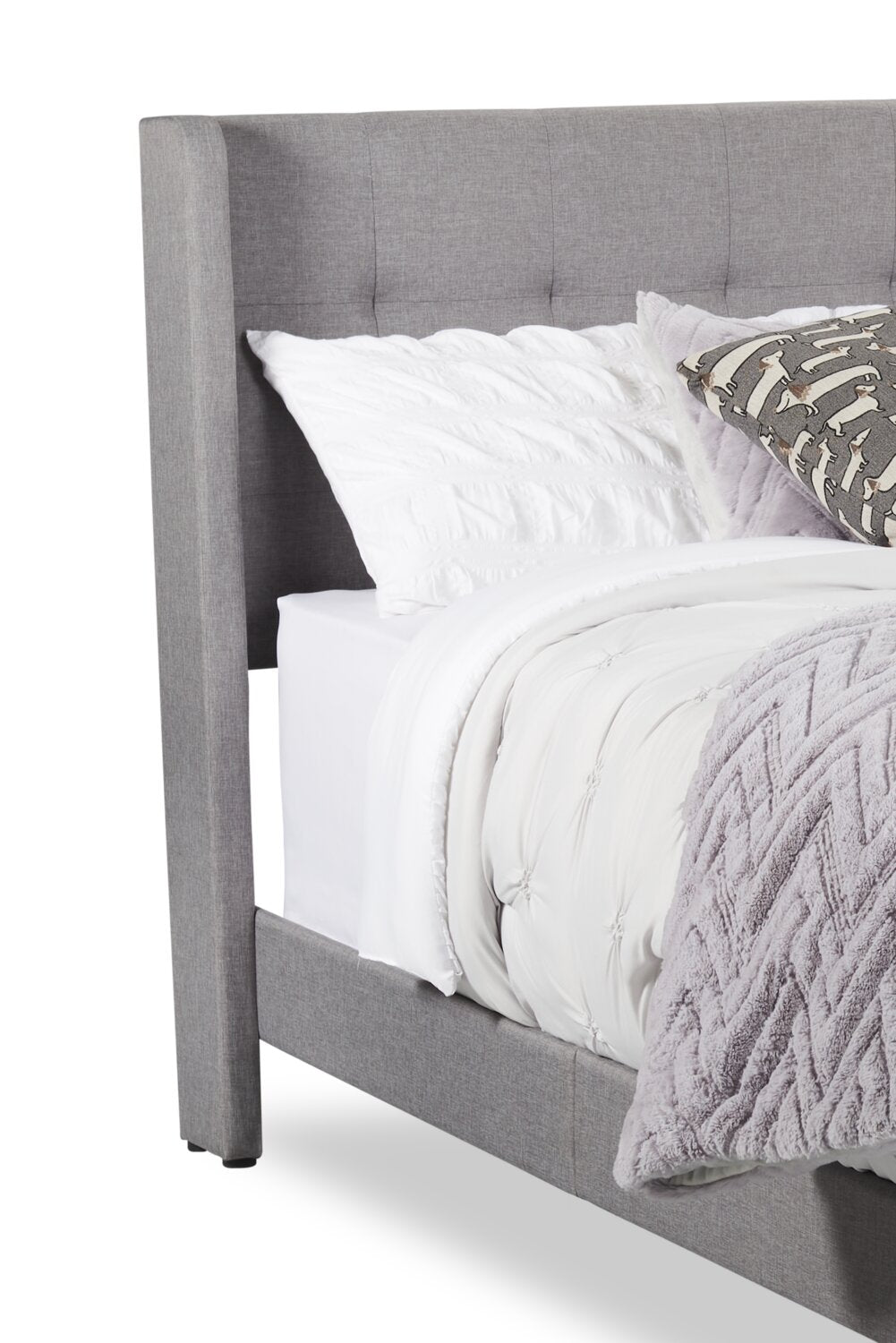 Beau Upholstered Wingback Bed in Grey Fabric, Tufted - King Size - The ...