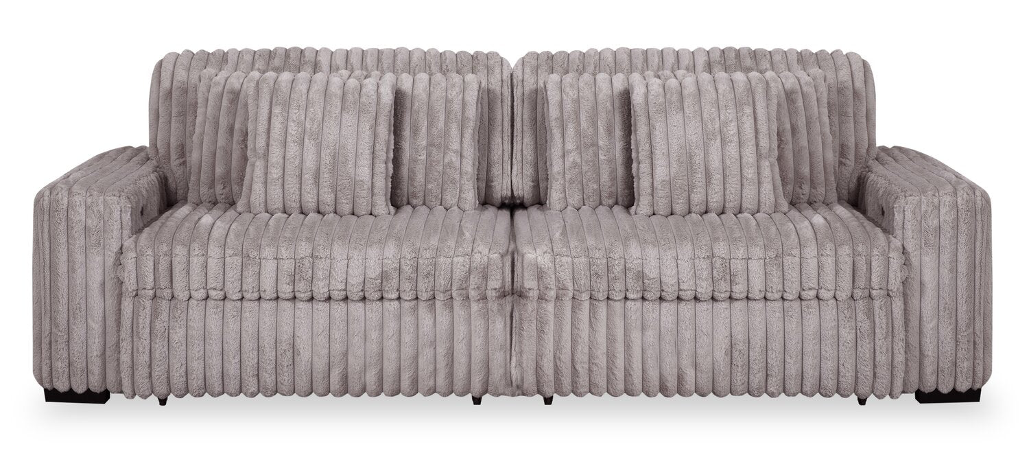 Stratus 108" Grey Faux Fur Fabric Full-Size Sofa Bed with Power Sli ...