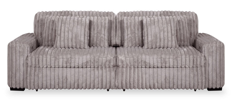 Stratus 108" Grey Faux Fur Fabric Full-Size Sofa Bed with Power Sli ...