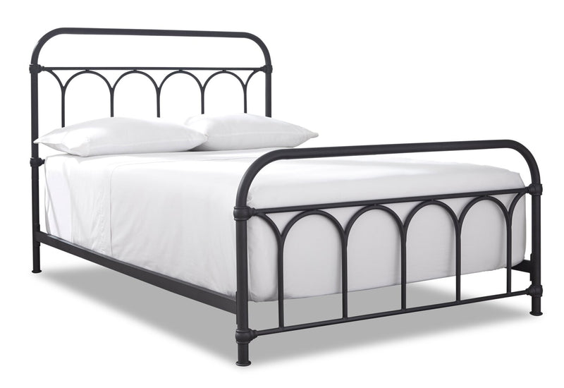 Nora Metal Bed with Headboard & Frame, Black - Full Size - The Brick