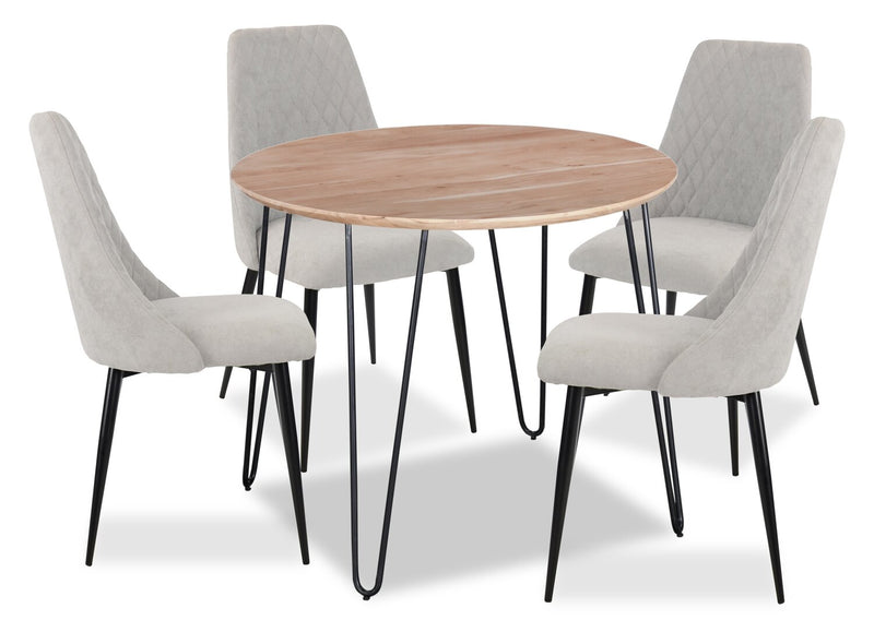 Miya 5pc Dining Set with Table & 4 Chairs, Acacia Wood, Metal, 36"W ...