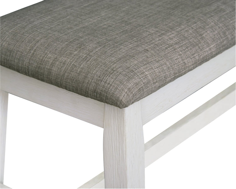 Echo Dining Bench with Linen-Look Fabric, Wood, 47.24"W - White/Grey ...