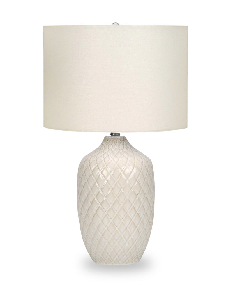 25" Cream Textured Ceramic Table Lamp with Ginger Shade - The Brick