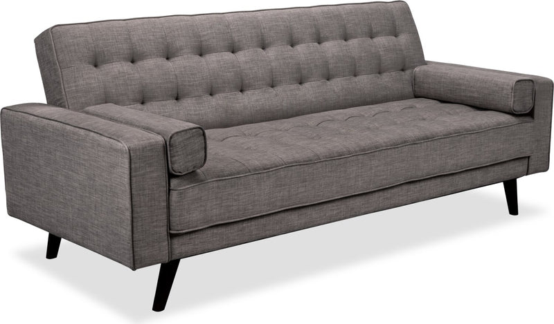 Avery Linen-Look Fabric Futon - Grey | The Brick