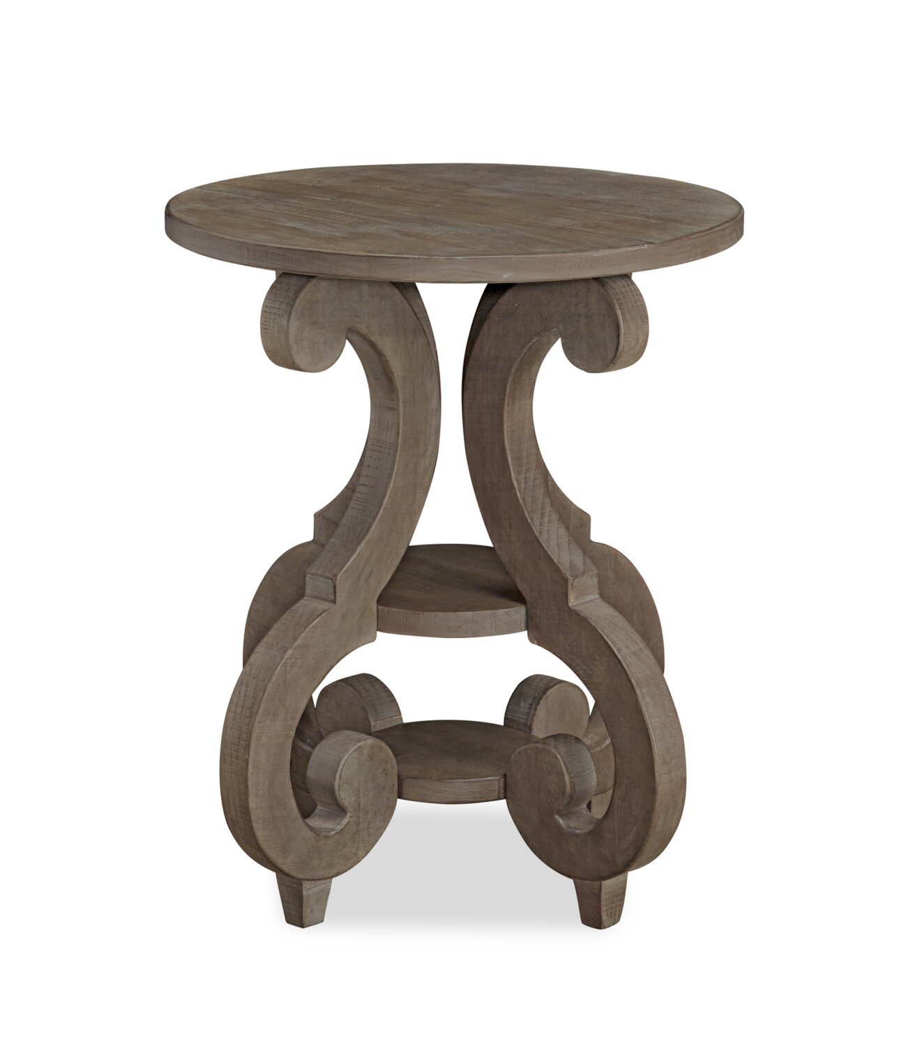 Tinley Park 22" Traditional Round End Table with Shelf - Grey-Brown ...