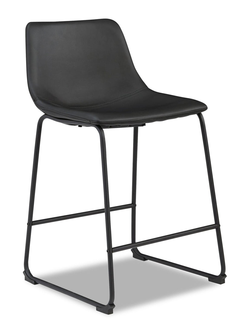 Cole Counter-Height Stool with Vegan Leather Fabric, Metal - Black ...