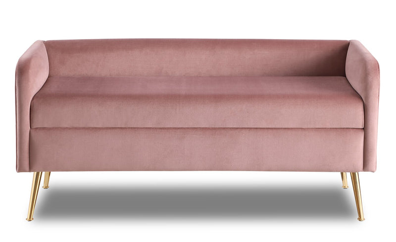 Cass 52" Bench - Pink Velvet with Gold Legs - The Brick