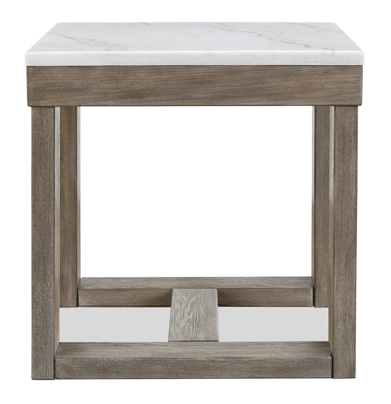 Corsa 24" Modern End Table - Marble Top with Grey Brown Wood Base - The ...