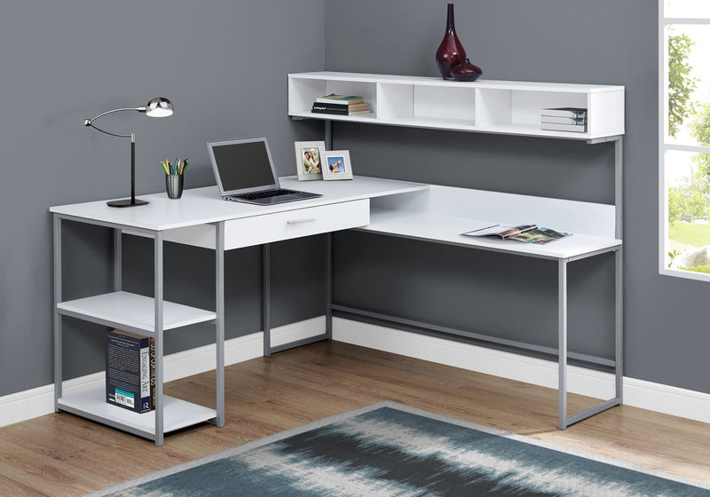 Oaklee 59" L-Shaped Corner Office Desk with Hutch - White - The Brick