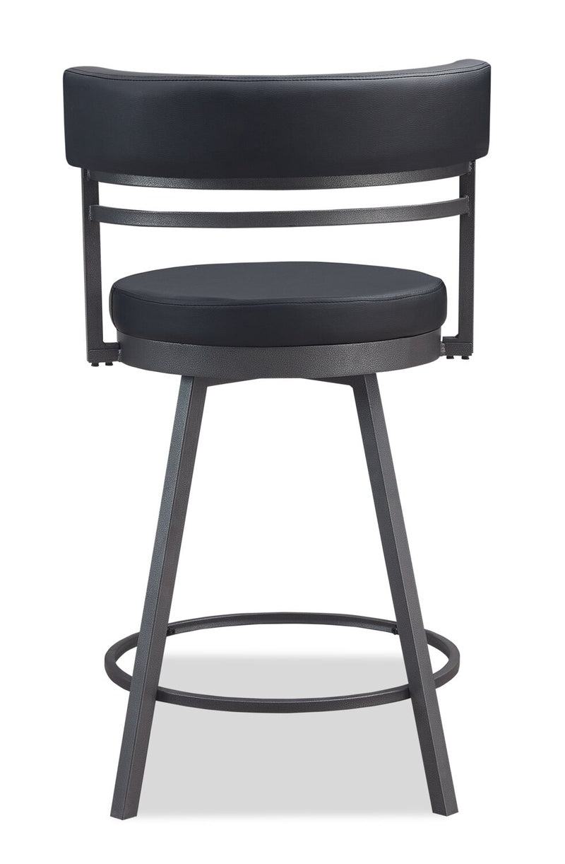 Mila Counter Stool with Swivel Seat, Vegan Leather Fabric, Metal ...