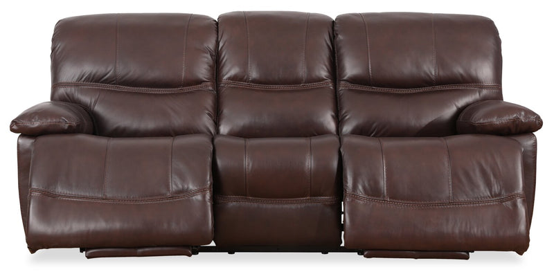 Franco Genuine Leather Power Reclining Sofa - Brown | The Brick