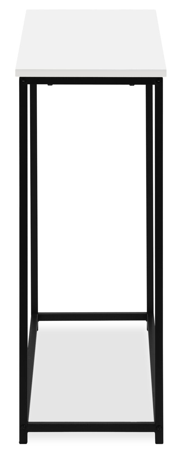 Alma 31.5" Modern Sofa Table - White with Black Metal Frame - The Brick