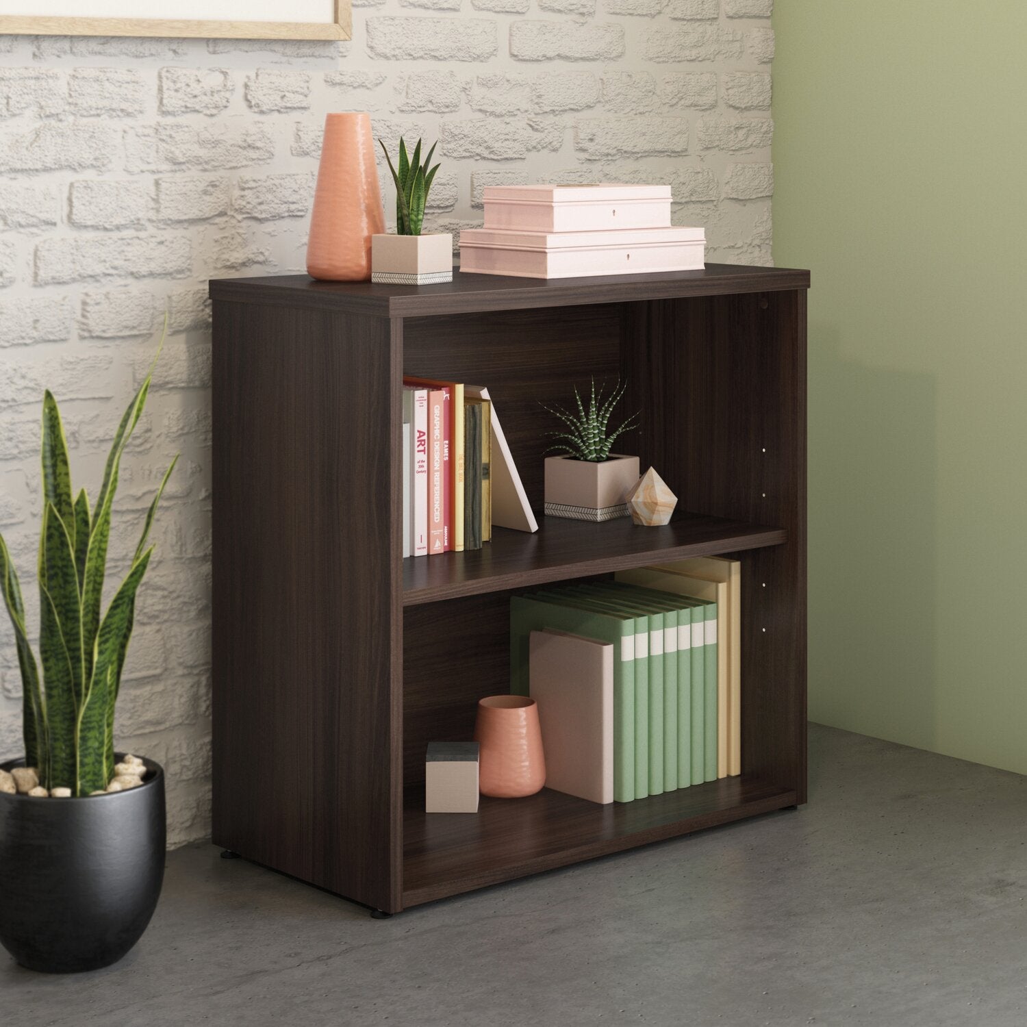 Affirm 29.53" Commercial Grade 2-Shelf Bookcase - Noble Elm - The Brick