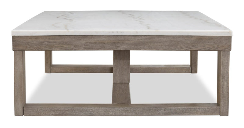 Corsa 56" Modern Coffee Table - Marble Top with Grey Brown Wood Base ...
