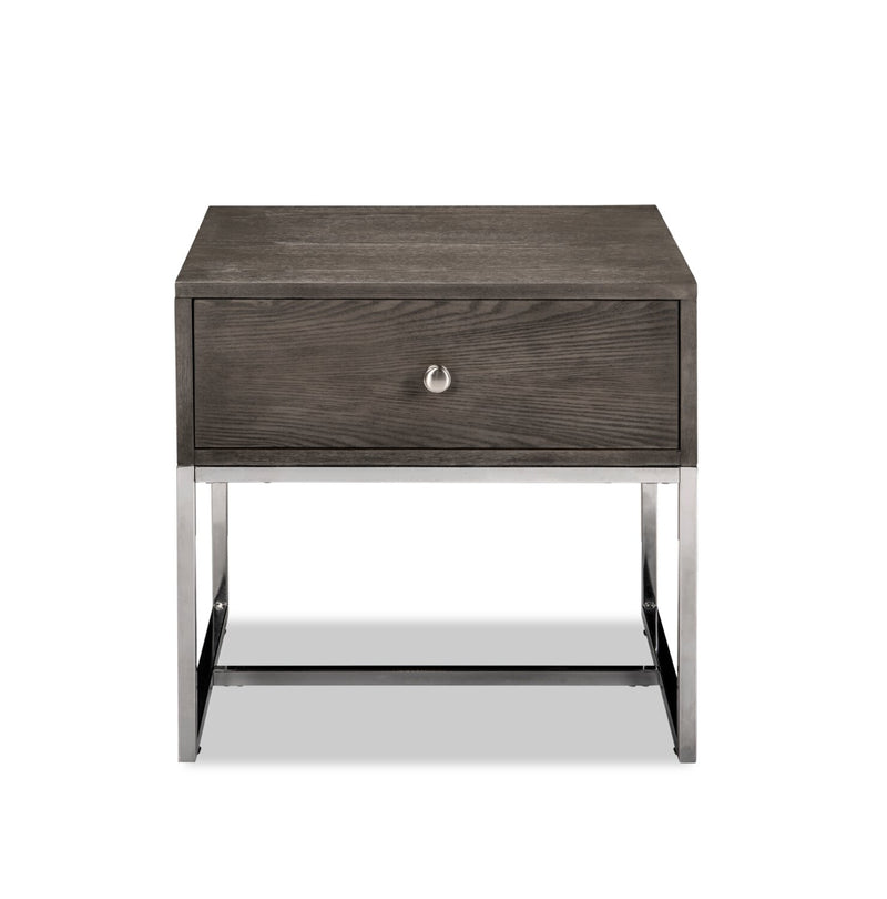 Echo 24" Modern End Table with Storage - Brown with Silver Metal Legs ...