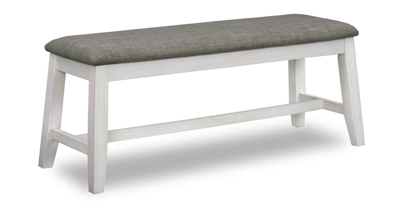 Echo Dining Bench with Linen-Look Fabric, Wood, 47.24"W - White/Grey ...