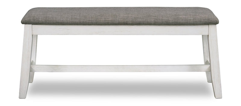 Echo Dining Bench with Linen-Look Fabric, Wood, 47.24"W - White/Grey ...