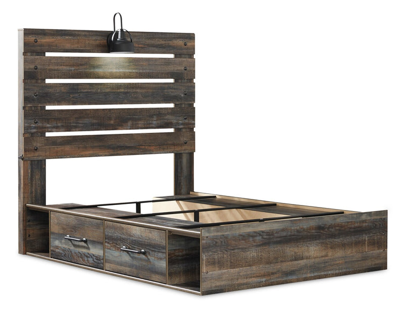 Abby Platform Side Storage Bed with LED Light & USB Ports, Brown ...