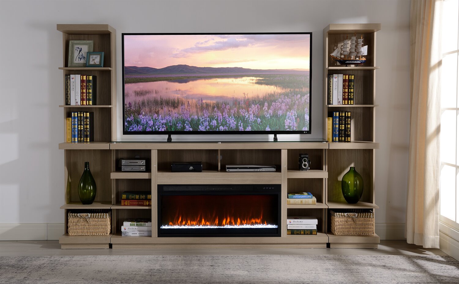 Entertainment center with fireplace heater store