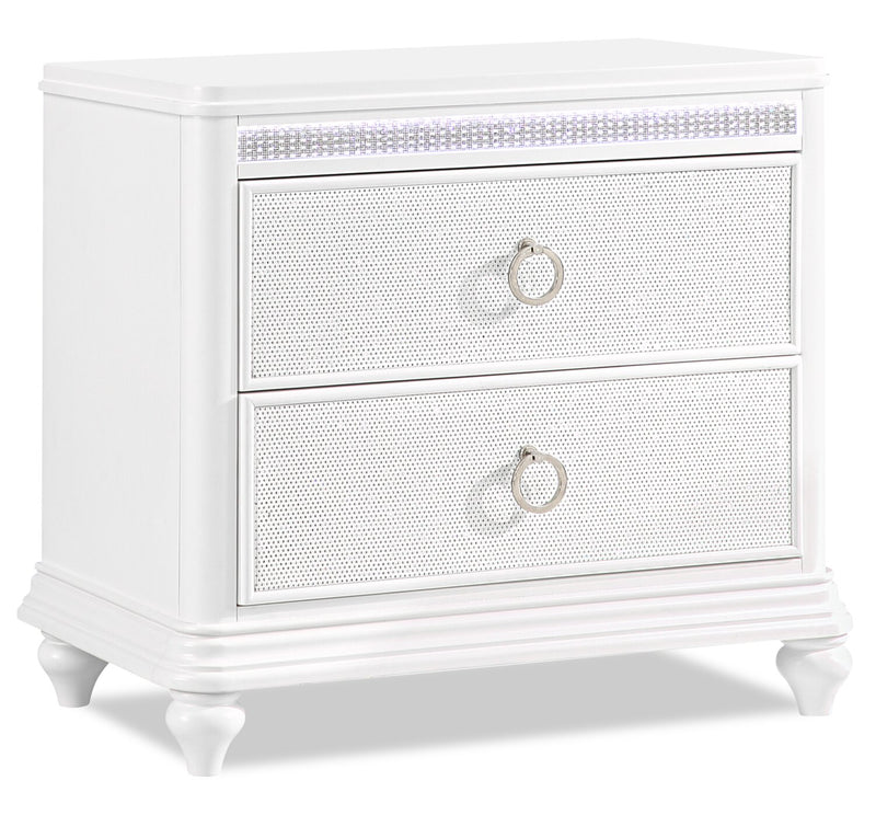 Ava Bedside 2-Drawer Nightstand with LED Light, 32.5"W x 28"H, Glam... - The Brick
