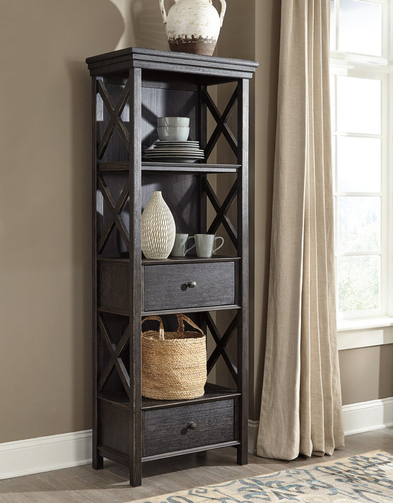 Isla Display Shelft with Storage Drawers, 25.4"W - Rustic Black - The Brick