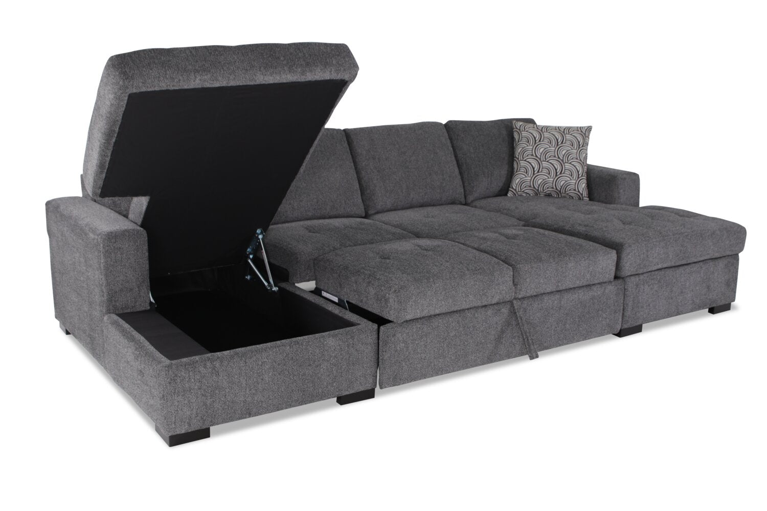 Legend 3-Piece Chenille Sleeper Sectional Sofa with Two Chaises - P ...