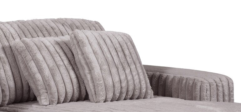 Stratus 108" Grey Faux Fur Fabric Full-Size Sofa Bed with Power Sli ...