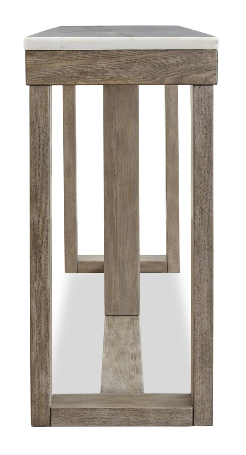 Corsa 64" Modern Sofa Table - Marble Top with Grey Brown Wood Base ...