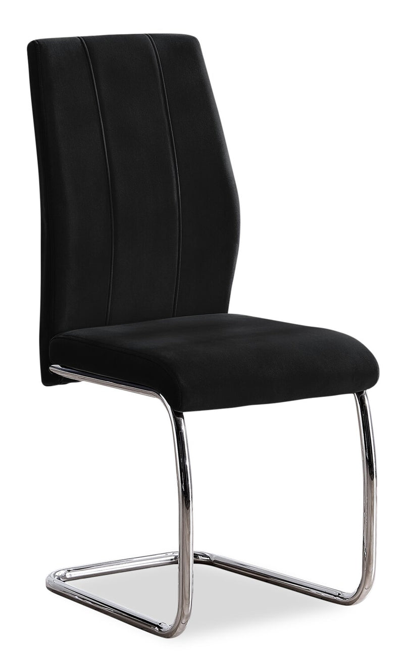 Ross Dining Chair with Velvet-Look Fabric, Metal - Black - The Brick