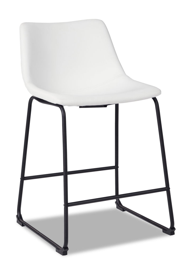 Cole Counter-Height Stool with Vegan Leather Fabric, Metal - White ...