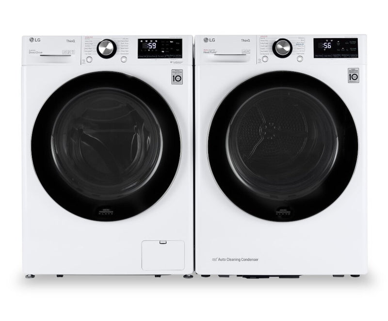 LG 2.6 Cu. Ft. Smart Front-Load Washer and 4.2 Cu. Ft. Smart Heat P ...