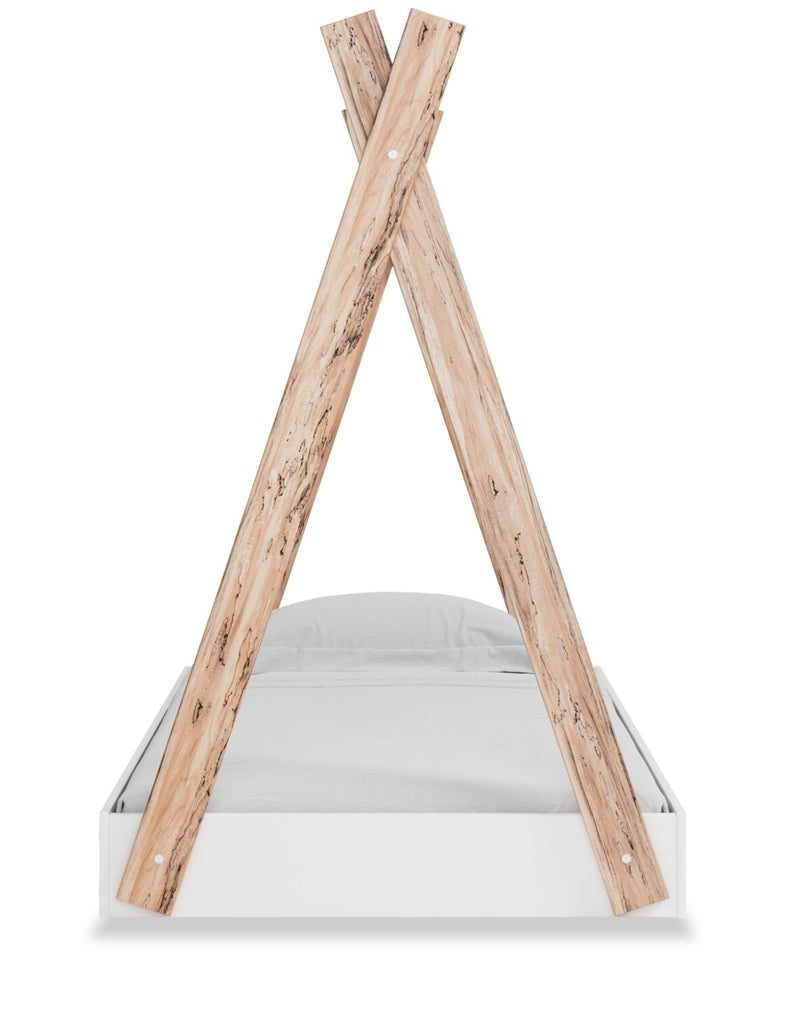 Wolf Platform Tent Bed for Kids, Two-tone White & Natural - Twin Size ...