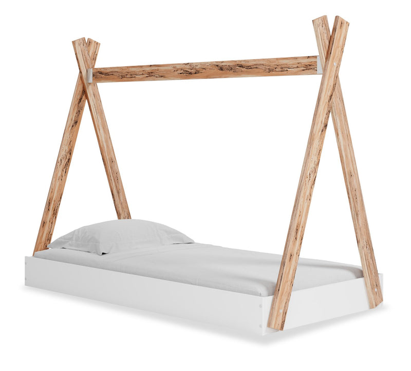 Wolf Platform Tent Bed for Kids, Two-tone White & Natural - Twin Size ...