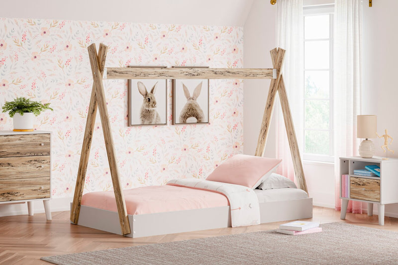 Wolf Platform Tent Bed for Kids, Two-tone White & Natural - Twin Size ...