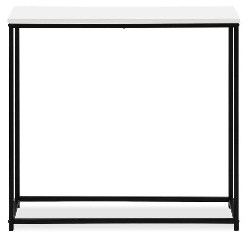 Alma 31.5" Modern Sofa Table - White with Black Metal Frame - The Brick