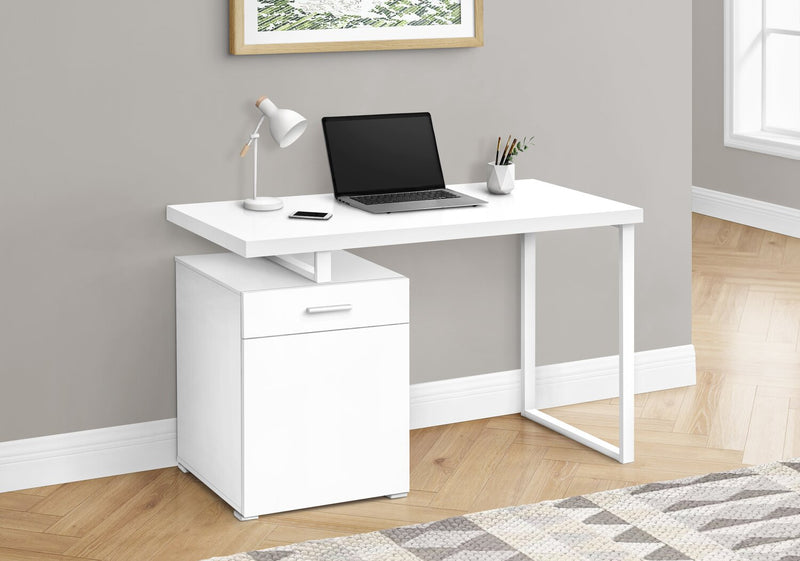 Remi 47.25" Reversible Office Desk with Drawer & Cabinet - White - The ...