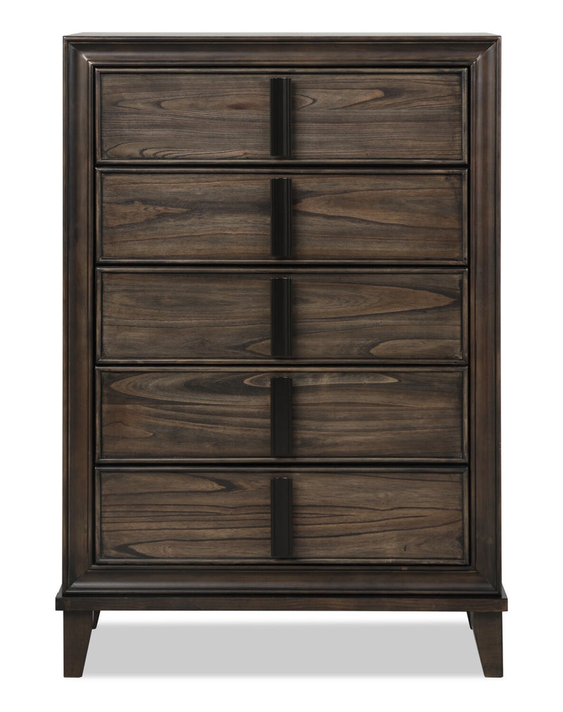 Kane Bedroom Chest of Drawers, 5-Drawer, 35.4"W x 53"H - Brown - The Brick