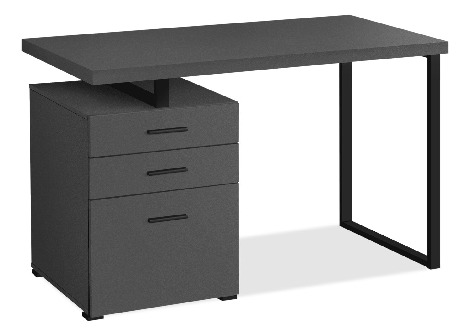 Clayton 47.25 Reversible Office Desk with 3 Drawers Dark Grey The Brick