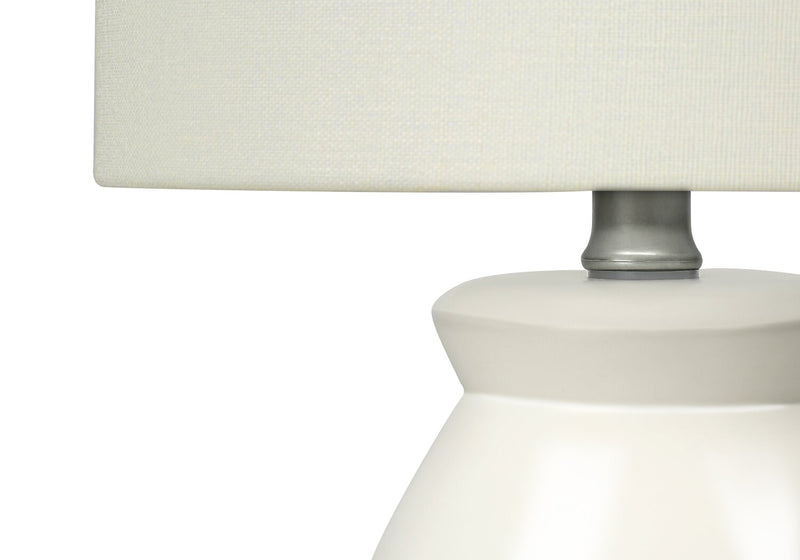 17" Cream Ceramic Linen Drum Shade Table Lamp - The Brick
