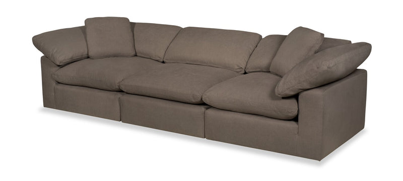 Eclipse Modular 124" Linen-Look Fabric Sofa with Reversible Feather ...