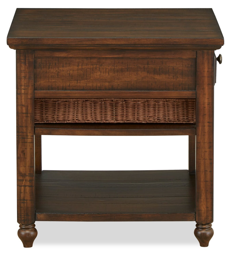 Cottage Lane 22" Rustic End Table with Storage and Shelf - Dark Bro ...