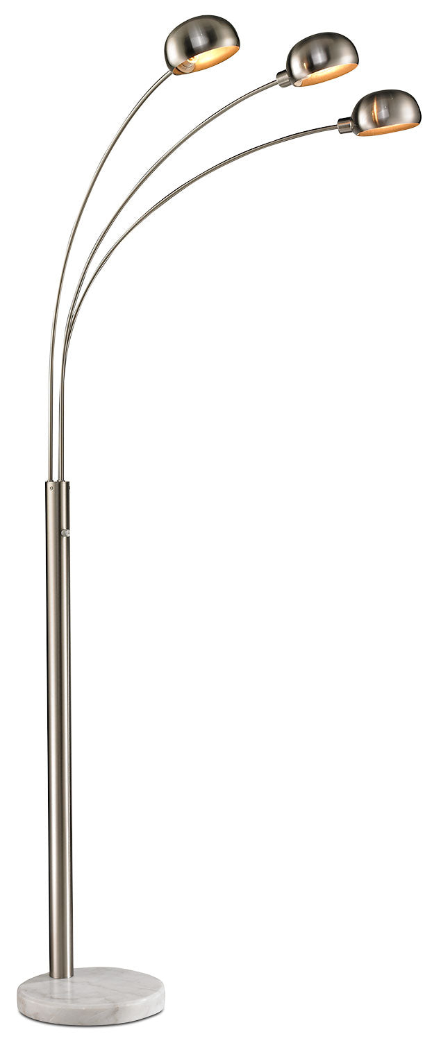 72" Brushed Steel 3-Light Arc Floor Lamp - The Brick