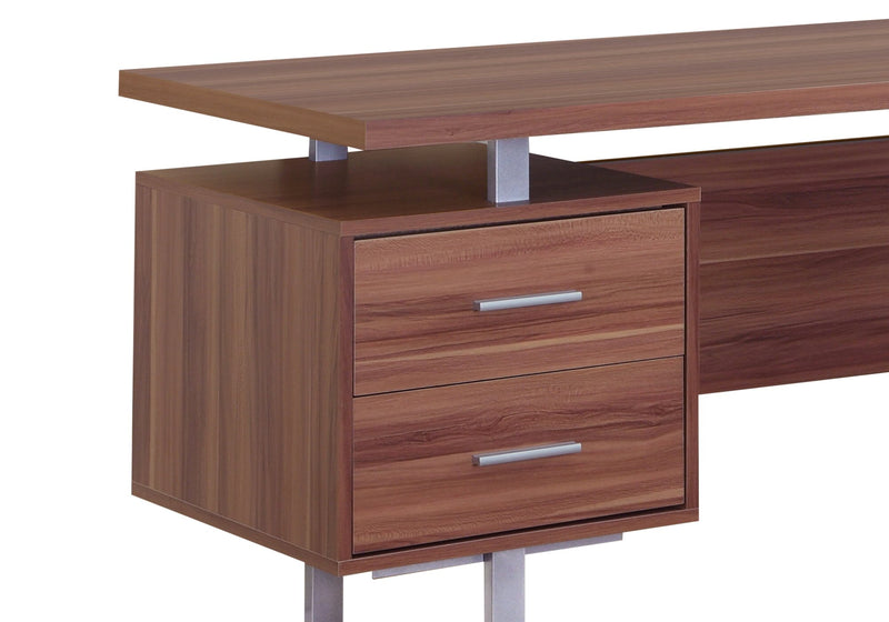 Teagan 60" Reversible Office Desk with 3-Drawers - Light Walnut - The Brick