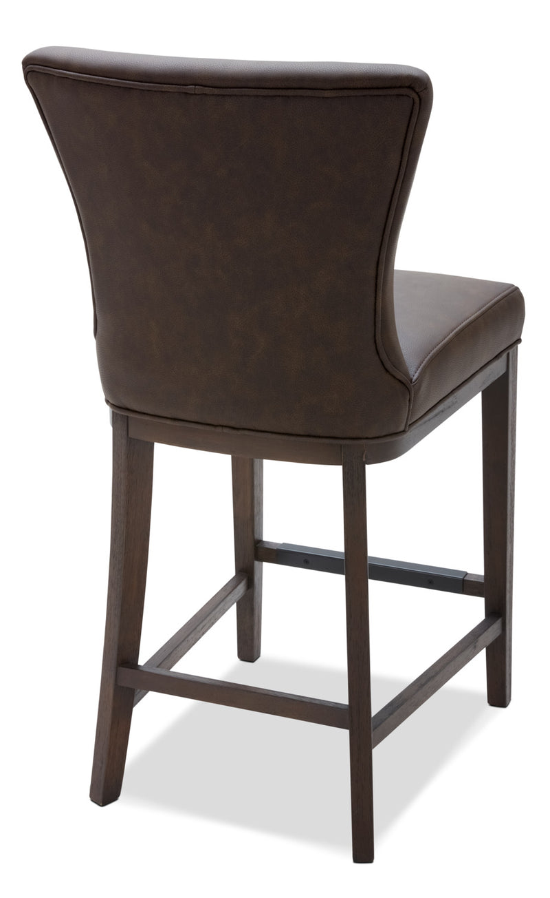 Quinn Counter-Height Stool with Vegan Leather Fabric - Brown - The Brick