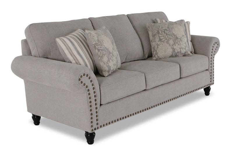Made in Canada Wynn 93" Chenille Fabric Sofa with Nailhead Trim and ...