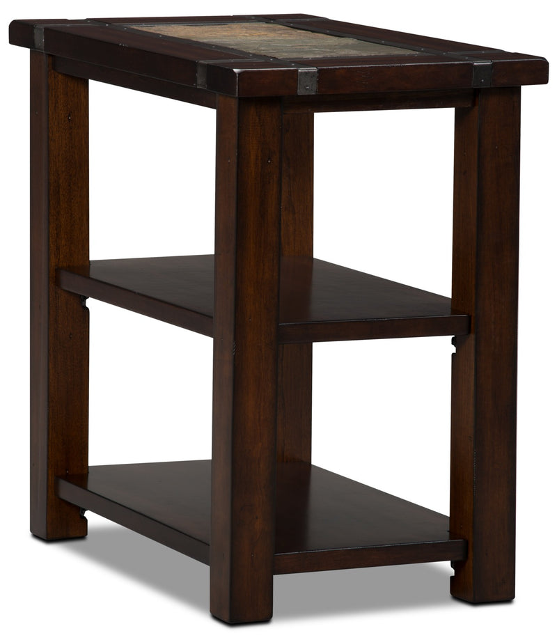 Roanoke 16" Rustic Chairside Table with Shelf - Dark Cherry Wood an ...