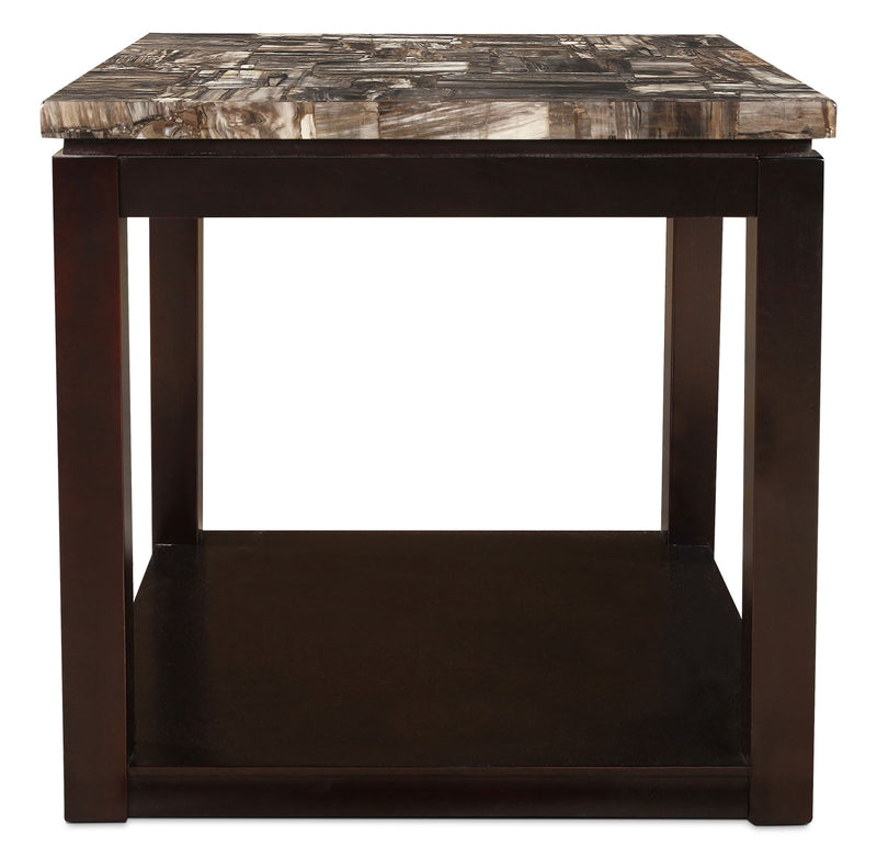 Sicily 22" Traditional End Table with Shelf - Dark Brown with Mabl ...